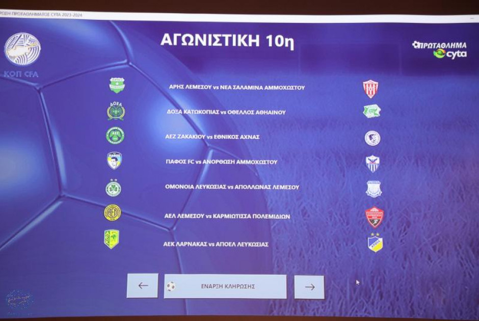Το πρόγραμμα της 10ης αγωνιστικής του Πρωταθλήματος Cyta | Ant1 Live