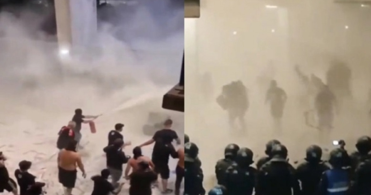 Άγρια επεισόδια οπαδών με την αστυνομία στο ντέρμπι Ντιναμό-Στεάουα ...